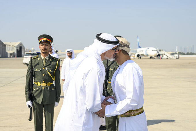 Khaled bin Mohamed bin Zayed receives Theyazin bin Haitham Al Said