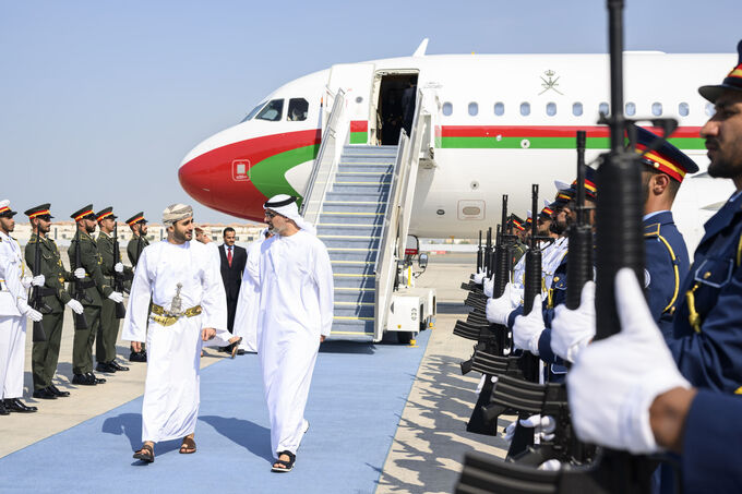 Khaled bin Mohamed bin Zayed receives Theyazin bin Haitham Al Said