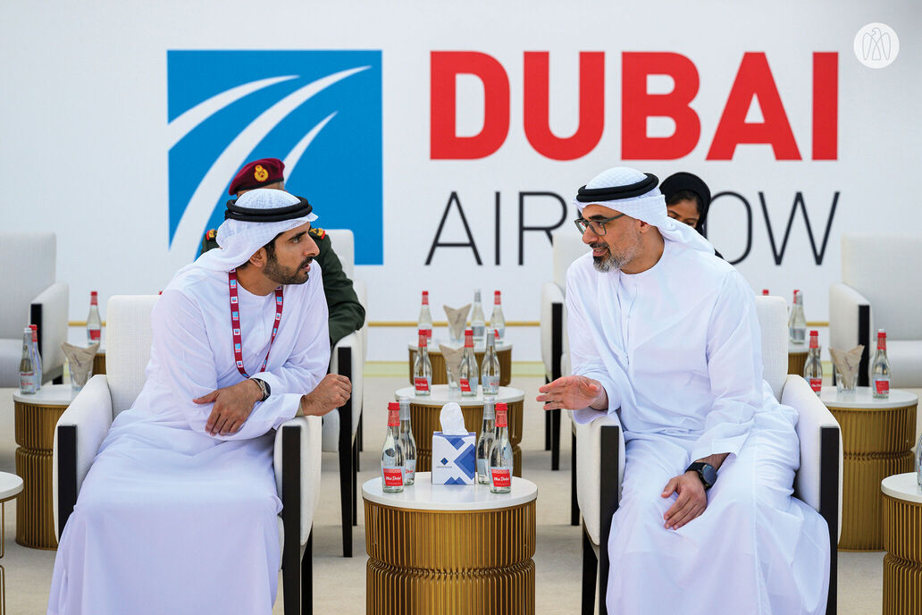 Khaled bin Mohamed, Hamdan bin Mohammed receive delegations attending Dubai Airshow 2023
