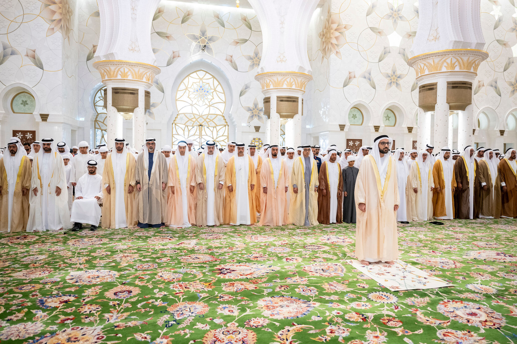 Mansour bin Zayed, Khaled bin Mohamed bin Zayed and Sheikhs perform Eid prayer at Sheikh Zayed ...