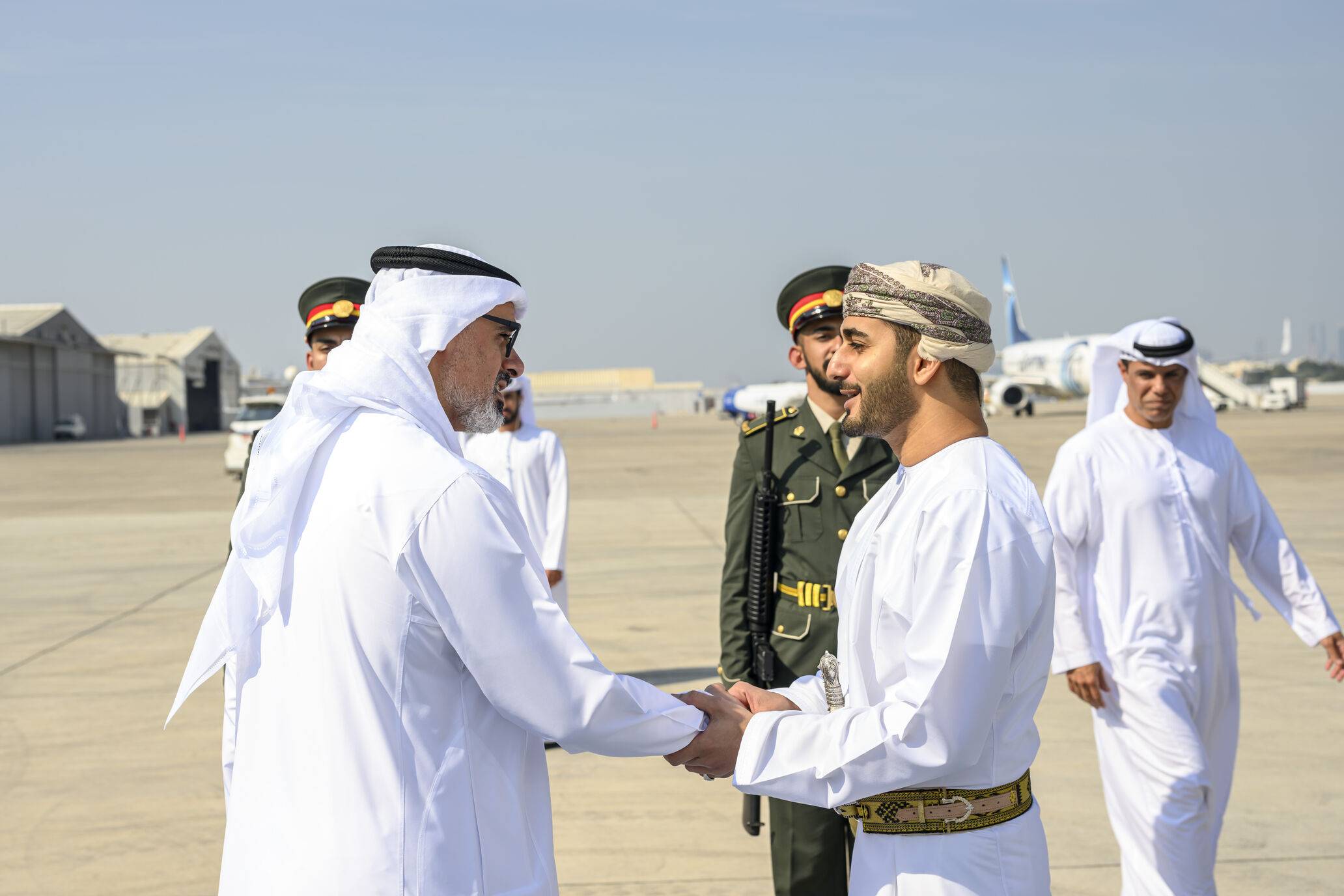 Khaled bin Mohamed bin Zayed receives Theyazin bin Haitham Al Said