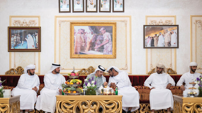 Hazza bin Zayed visits Saleh Mohammed bin Mejren Al Ameri in Al Ain