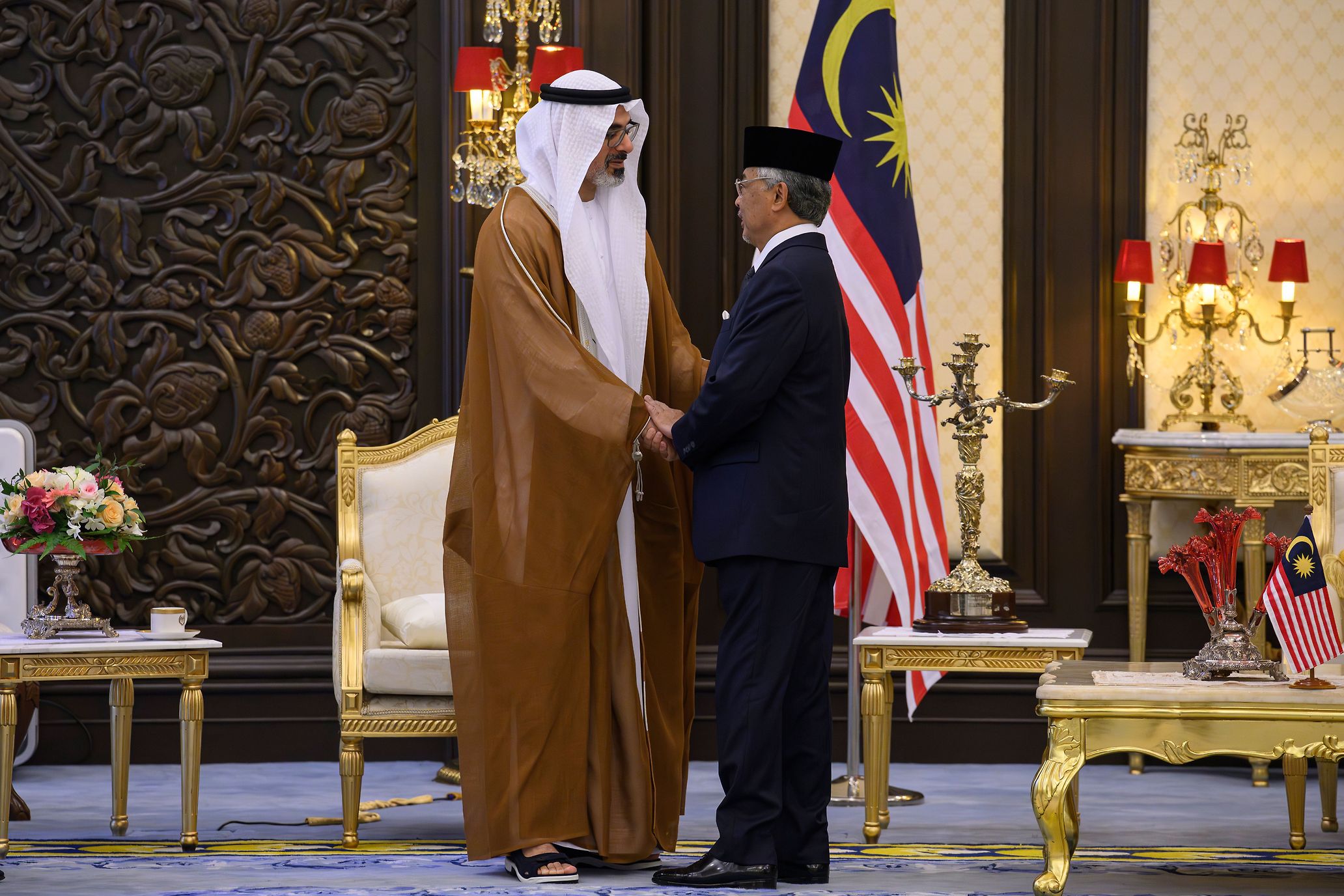 King Al-Sultan Abdullah Sultan Ahmed Shah of Malaysia welcomes Khaled ...