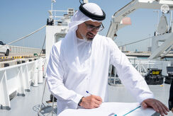 Khaled bin Mohamed bin Zayed tours marine research vessel Jaywun