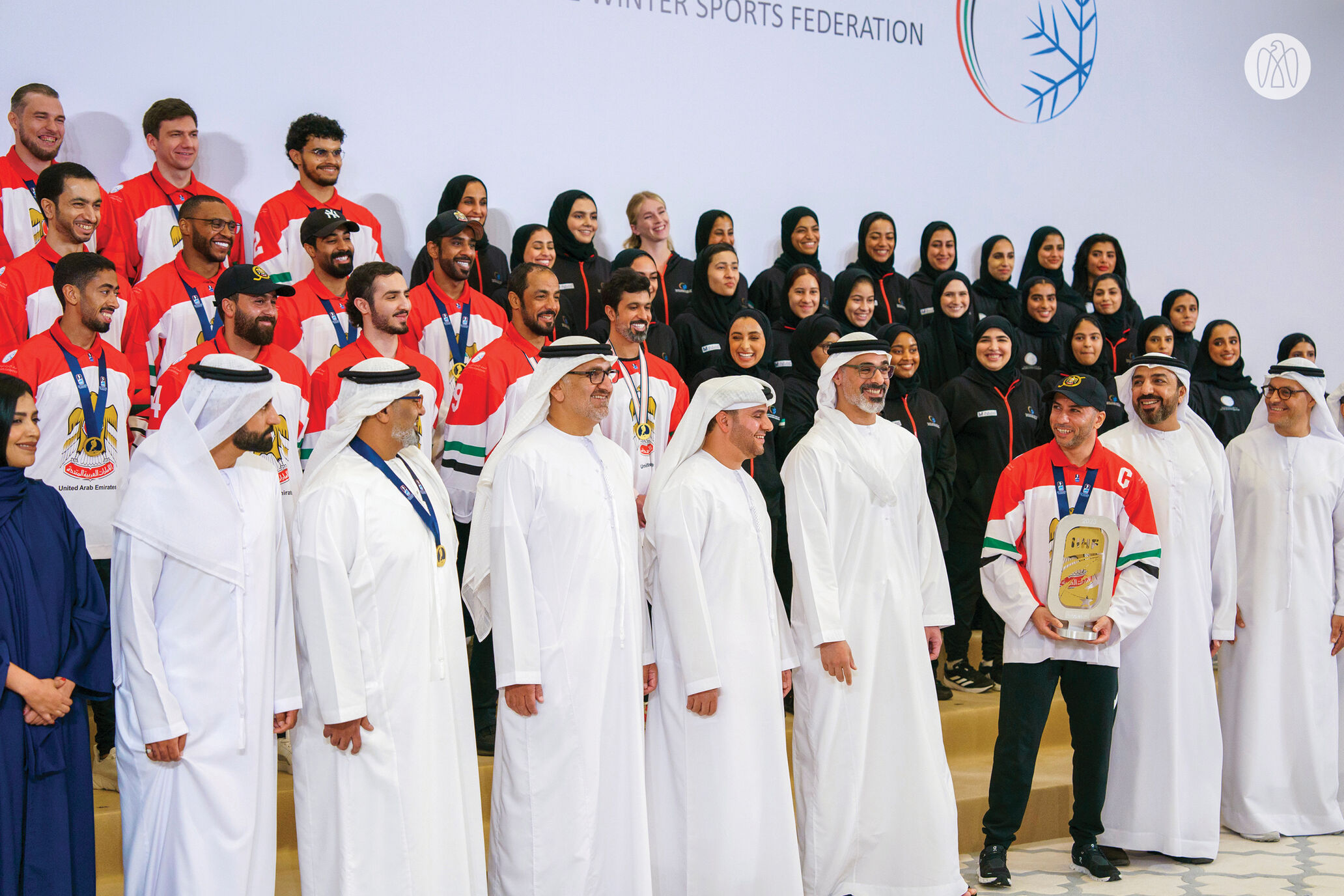 Khaled bin Mohamed bin Zayed receives athletes from UAE national winter ...