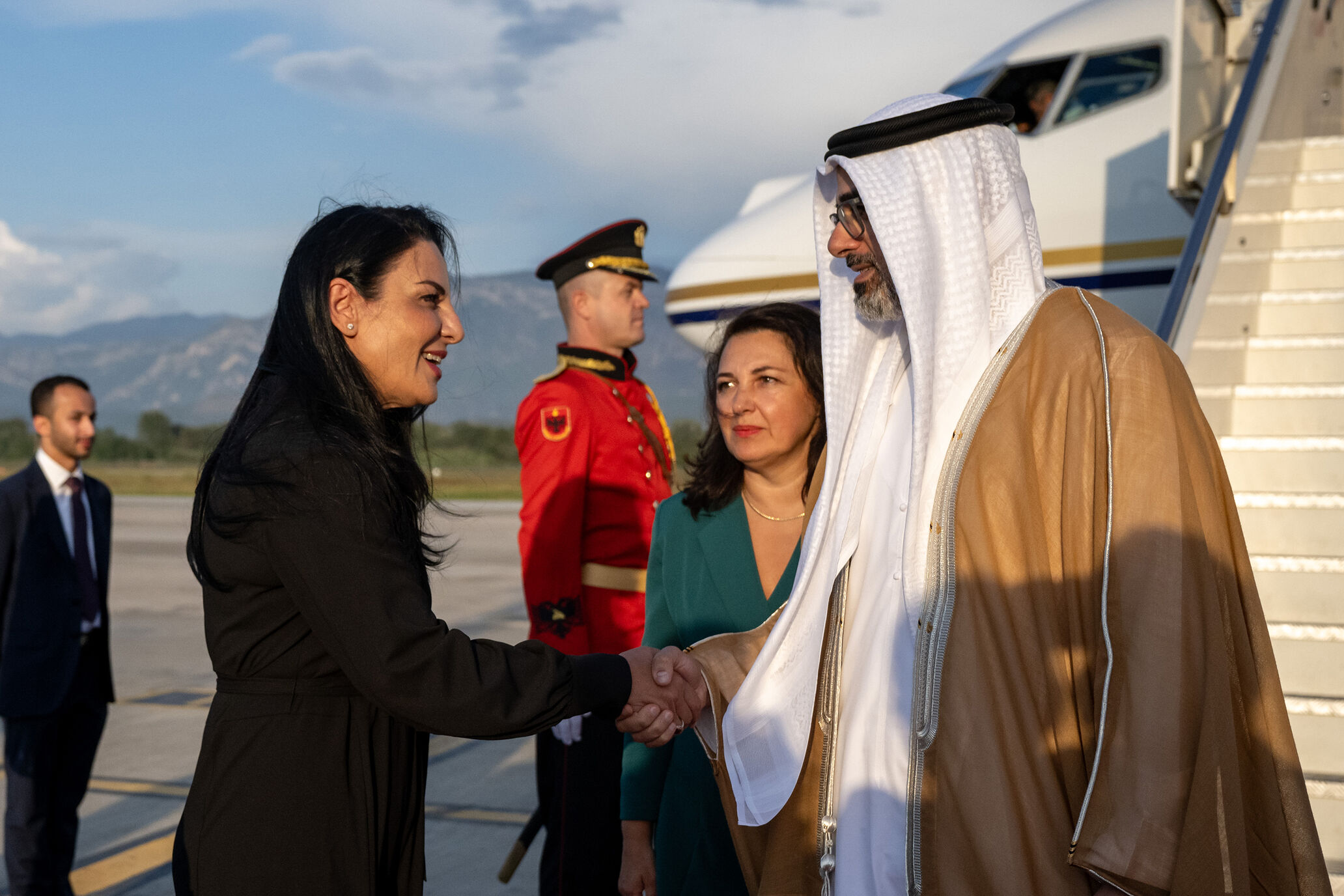 On behalf of the UAE President, Khaled bin Mohamed bin Zayed arrives in Albania on working visit