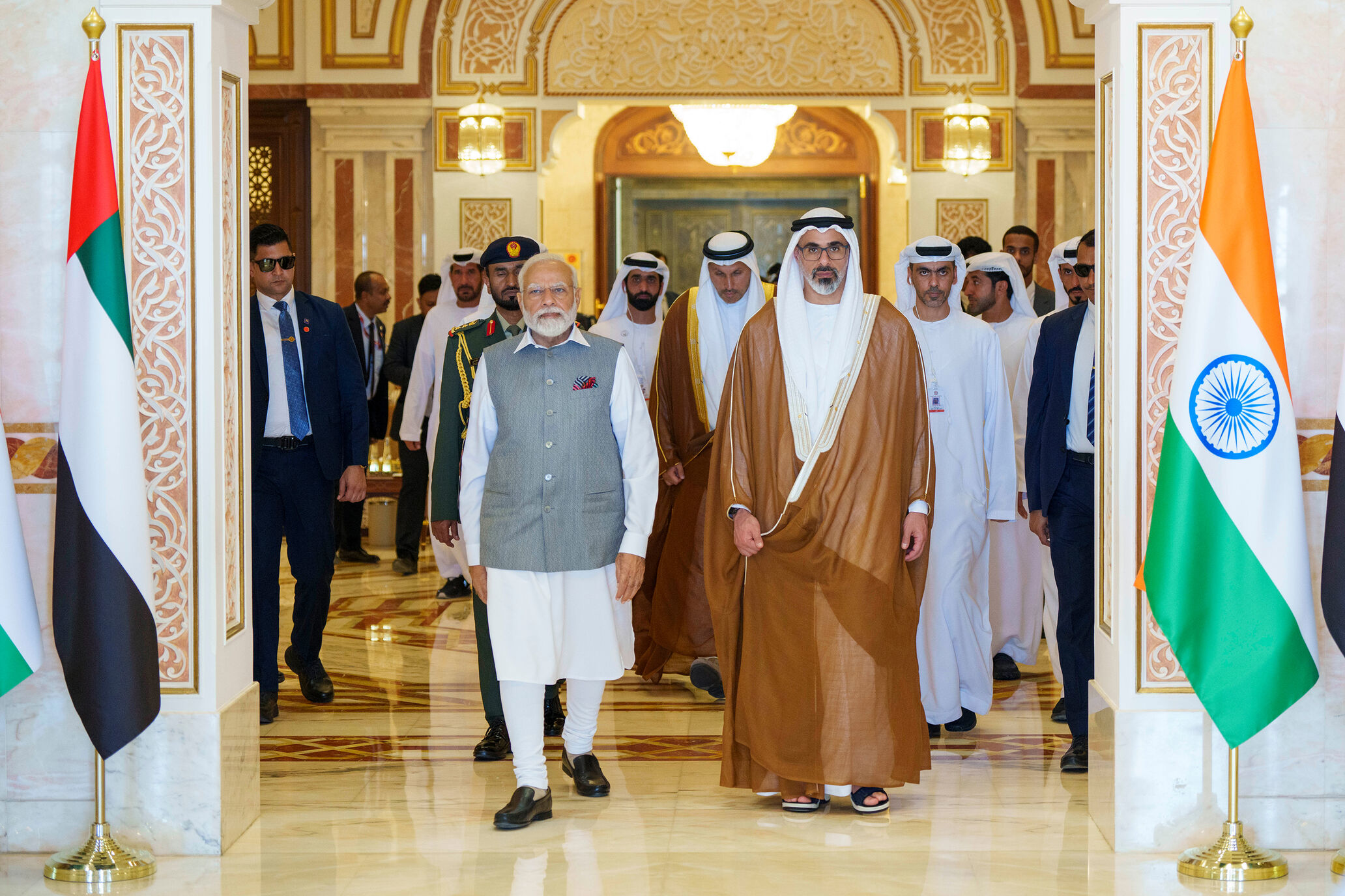 Crown Prince of Abu Dhabi bids farewell to Prime Minister of India as ...