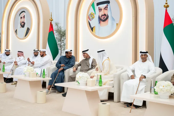 Hazza bin Zayed attends Mohammed Saleh Mohammed bin Mejren Al Ameri wedding reception