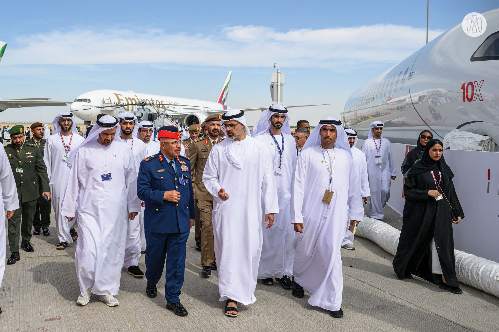 Khaled bin Mohamed bin Zayed tours Dubai Airshow 2023