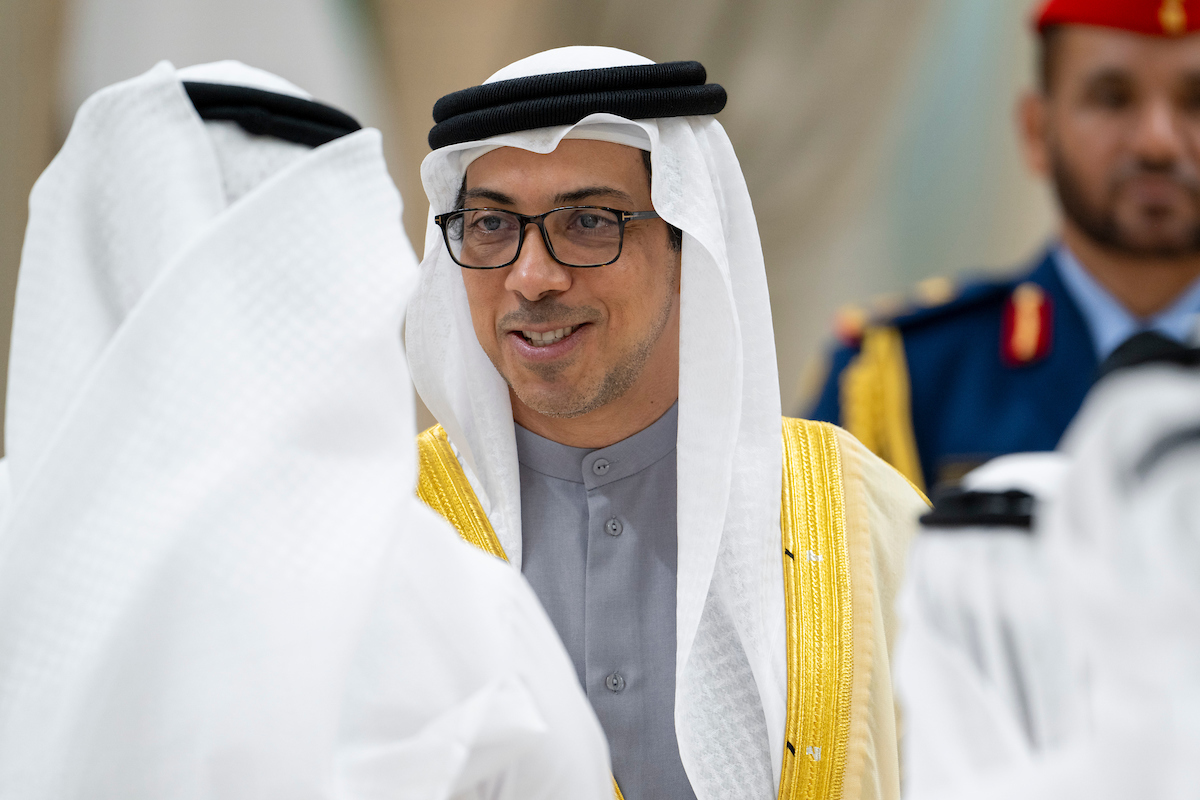 Mansour bin Zayed and Khaled bin Mohamed bin Zayed receive Crown Princes, Deputy Rulers, Sheikhs ...